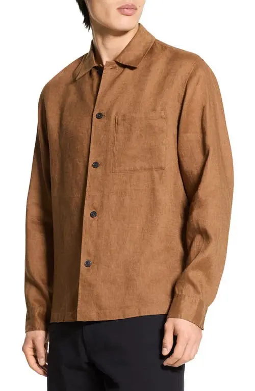 Theory Irving Boxy Linen Button-up Shirt