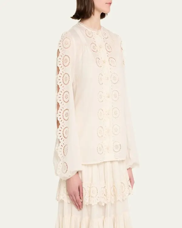 Zimmermann Lucky Embroidered Blouse - Ivory