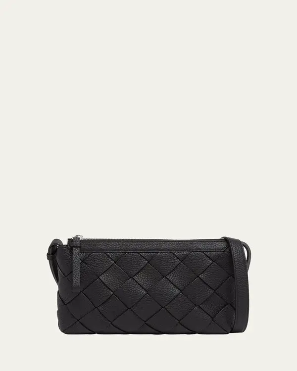 Bottega Veneta Diago Zip Intreccio Messenger Bag - Nero