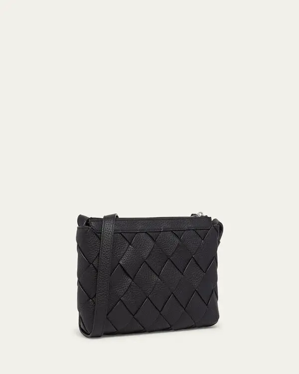 Bottega Veneta Diago Zip Intreccio Messenger Bag - Nero