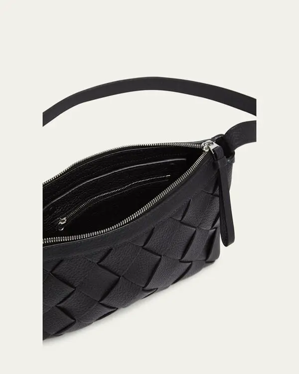 Bottega Veneta Diago Zip Intreccio Messenger Bag - Nero