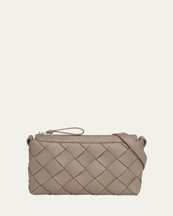 Bottega Veneta Diago Zip Intreccio Messenger Bag - Stone