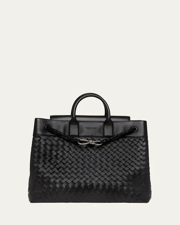 Bottega Veneta Small Andiamo Voyager Intrecciato Shoulder Bag - Grafitnero