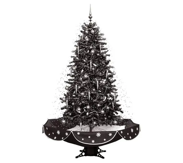 CHRISTMAS TIME 75' Musical Snowy Indoor Holiday Decor Tree - One-color