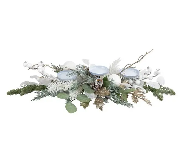 NORTHLIGHT 24' Christmas Pillar Candle Holder W Th Berries - One-color