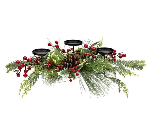 NORTHLIGHT 28' Christmas Pillar Candle Holder W Th Pine Cones - One-color