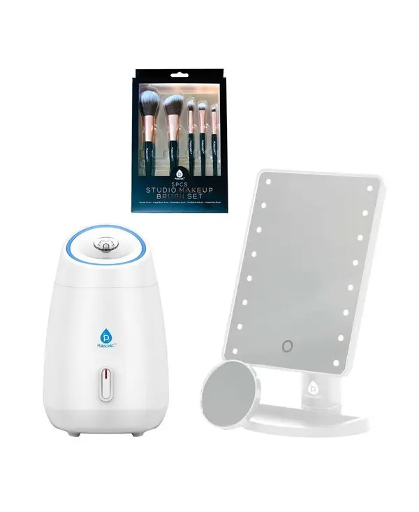 PURSONIC Glow & Go Beauty Bundle With Led Vanity Mirror - White
