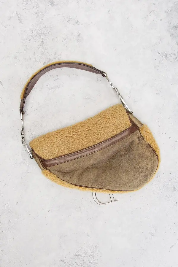 Dior Shearling Vintage Saddle Bag