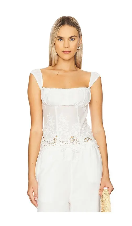 WeWoreWhat Wide Strap Ruched Cup Corset - Ivory