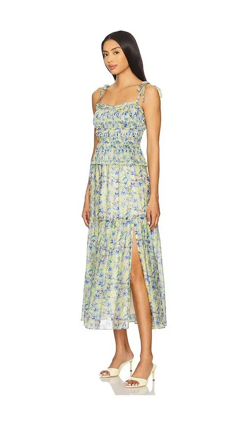 astr the label blue floral dress Dahlia Linen Dress main image 1