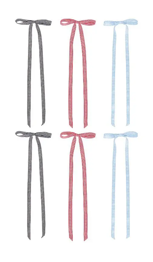PETIT MOMENTS Gingham Hair Bows 3 Packs - Red  Blue  And Black