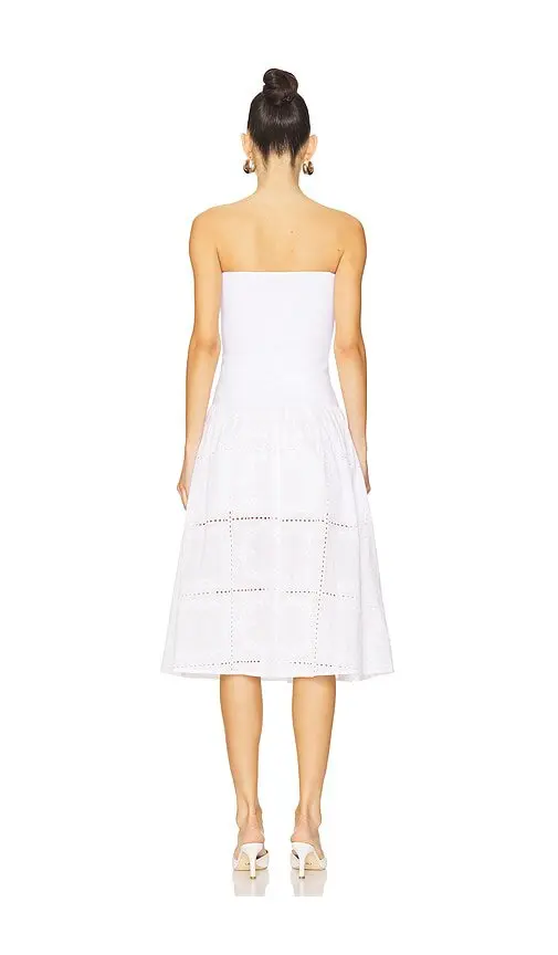 WeWoreWhat Ribbed Bodice Eyelet Midi Dress - White Multi