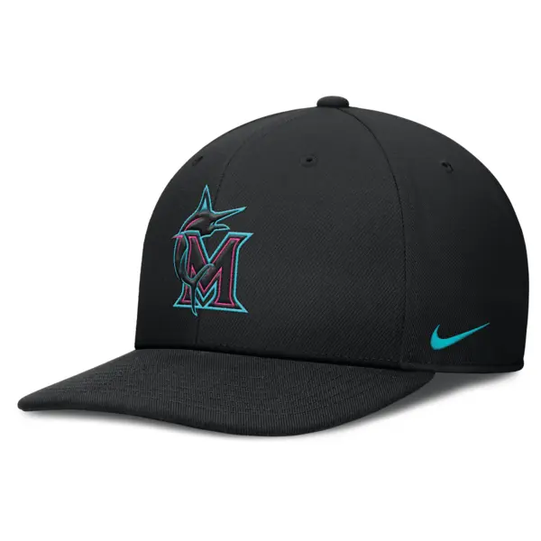 Nike Miami Marlins City Connect Pro Dri-fit Mlb Adjustable Hat - Black