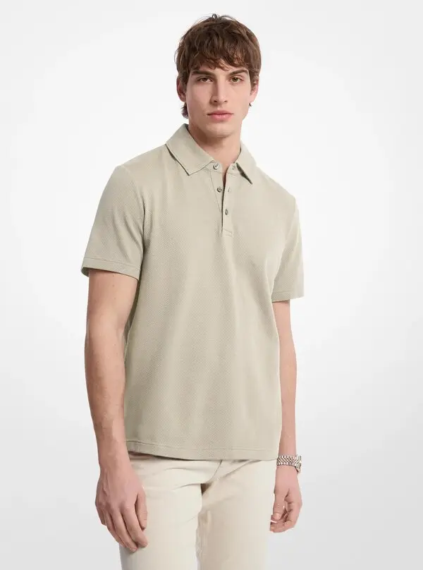 Michael Kors Stretch Cotton Polo Shirt In Size By - Grey