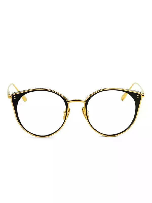 Linda Farrow Round Frame Eyeglasses - Gold
