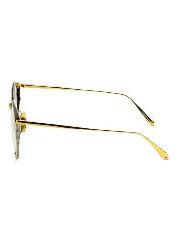Linda Farrow Round Frame Eyeglasses - Gold