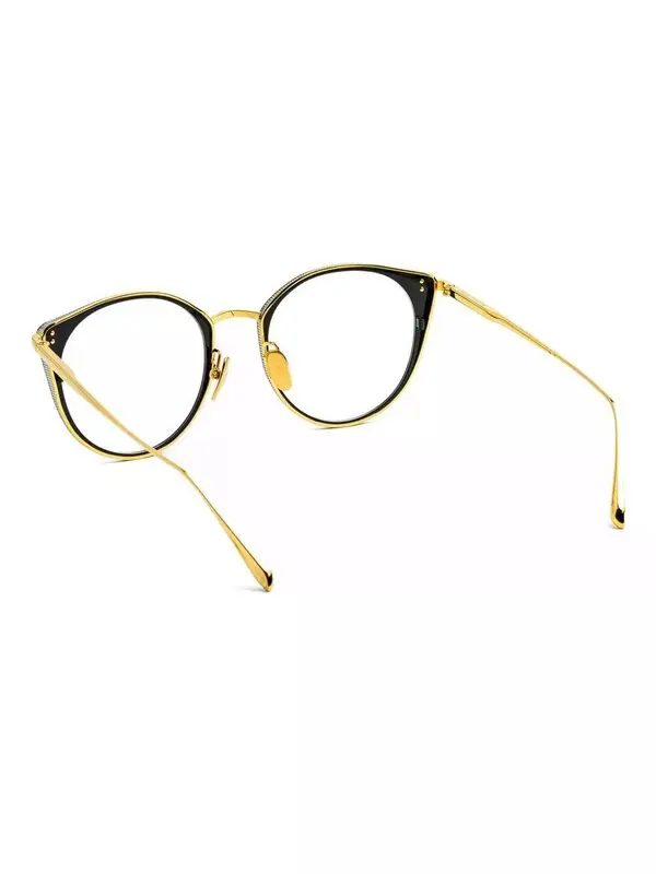 Linda Farrow Round Frame Eyeglasses - Gold