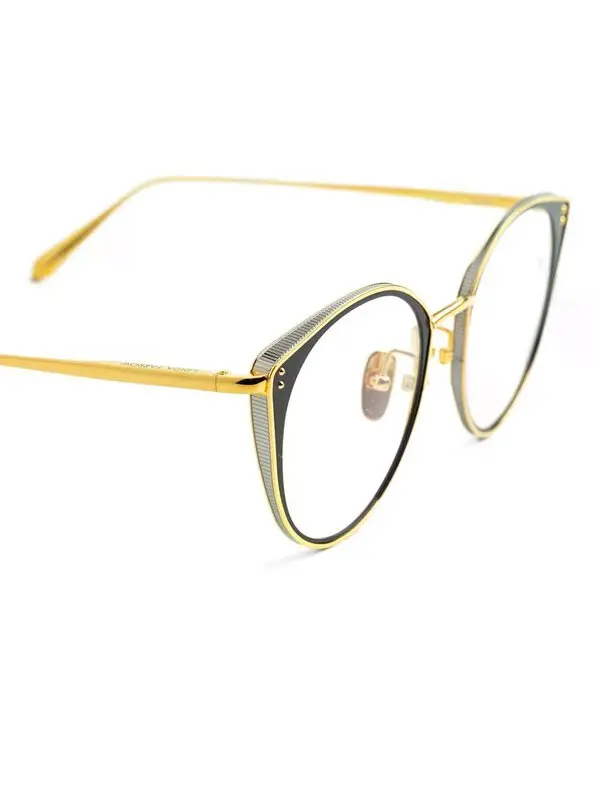 Linda Farrow Round Frame Eyeglasses - Gold