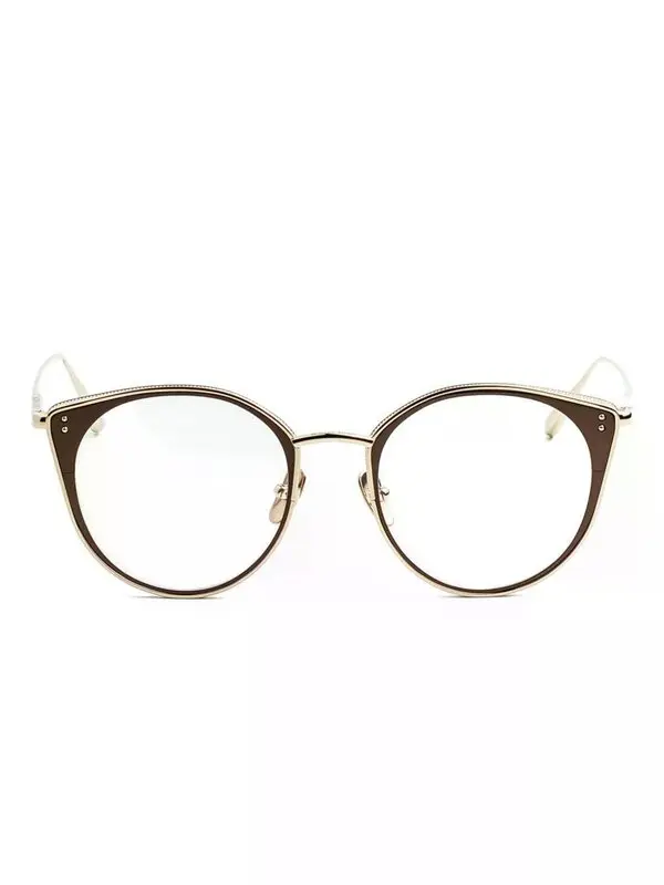 Linda Farrow Round Frame Glasses - Gold