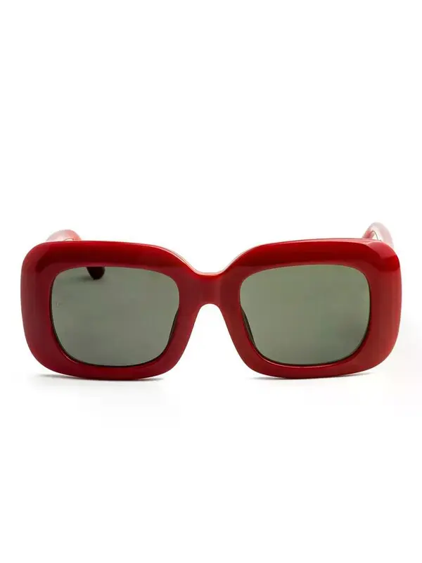 Linda Farrow Rectangle Frame Sunglasses - Red