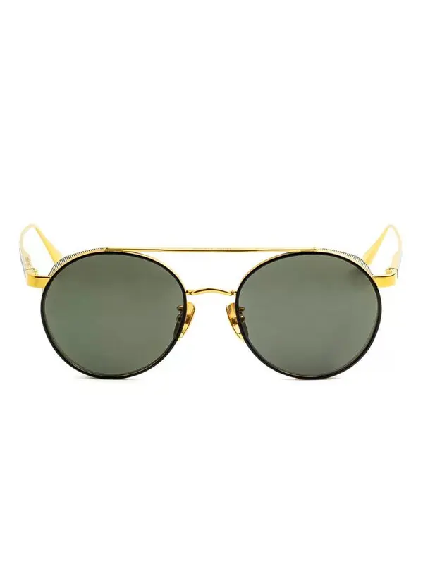 Linda Farrow Round Frame Sunglasses - Gold