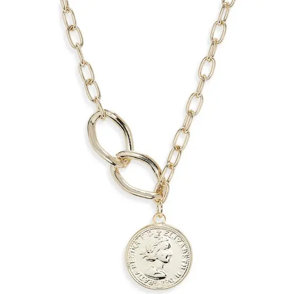 PANACEA Coin Link Pendant Necklace - Gold