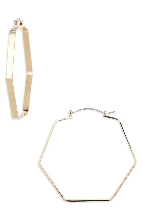PANACEA Hexagonal Hoop Earrings - Gold