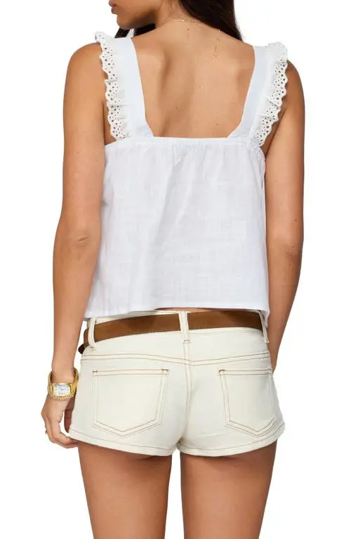 EDIKTED Viviana Ruffle Strap Cotton Tank - White