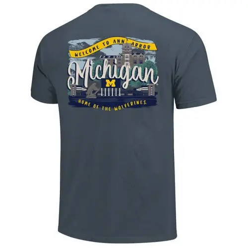 IMAGE ONE Michigan Wolverines Campus Scene Graphic T-shirt