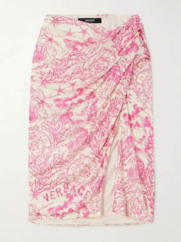 Versace Printed Silk-satin Skirt