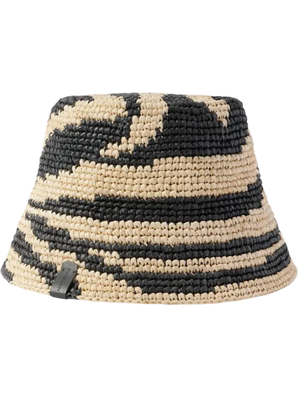 Zimmermann Zebra-jacquard Raffia Bucket Hat - Neutrals