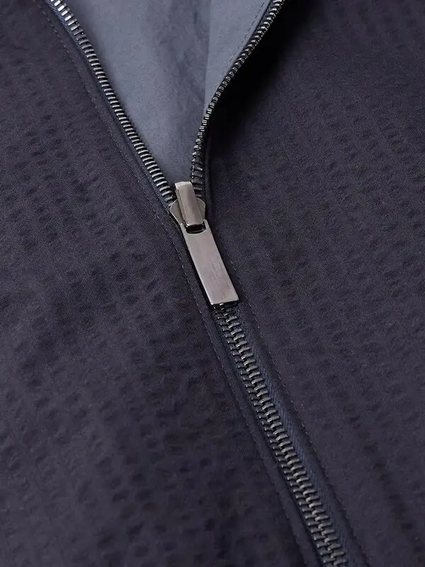 STOFFA Reversible Wool-seersucker And Poplin Bomber Jacket - Blue