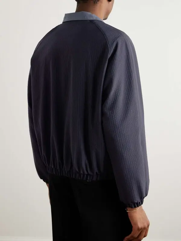 STOFFA Reversible Wool-seersucker And Poplin Bomber Jacket - Navy