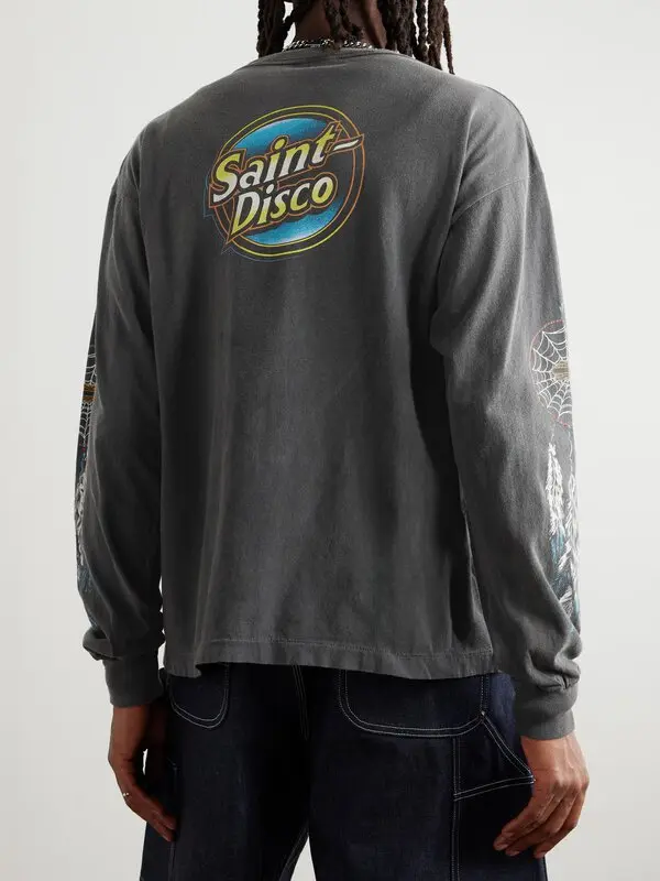 Saint Mxxxxxx Teflon Disco Distressed Printed Cotton-Jersey