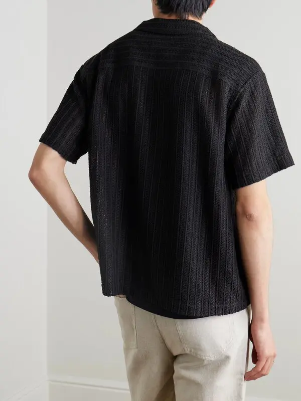 FRAME Striped Crocheted Shirt