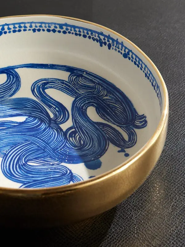 L'Objet Ruan Hoffmann Gold-plated Painted Earthenware Bowl - White