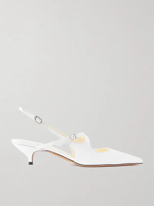 Proenza Schouler Slash Leather Slingback Pumps - White