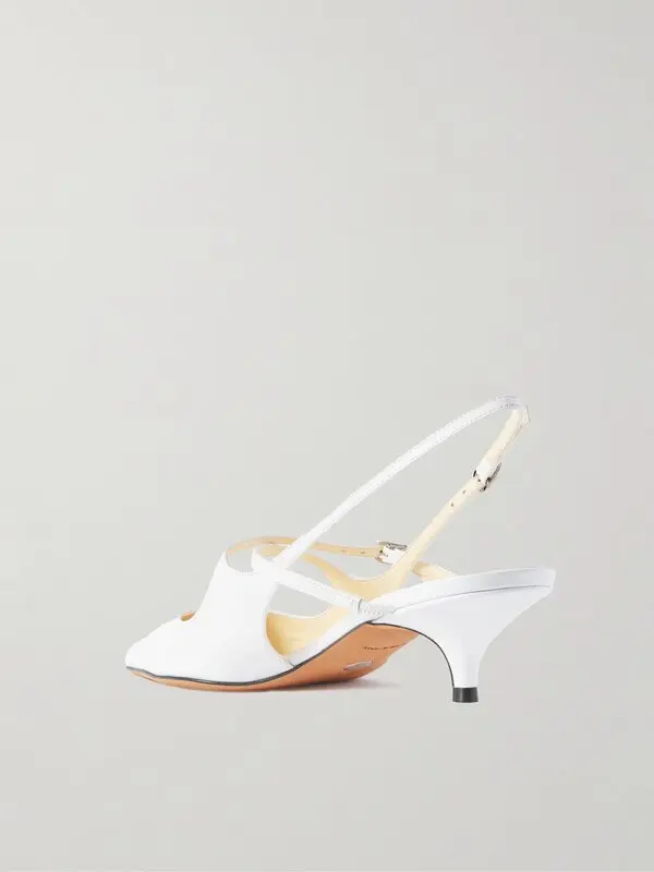Proenza Schouler Slash Leather Slingback Pumps - White