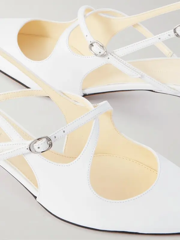 Proenza Schouler Slash Leather Slingback Pumps - White