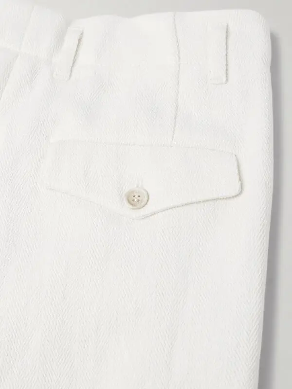 Brunello Cucinelli Straight-leg Pleated Cotton And Linen-blend Trousers