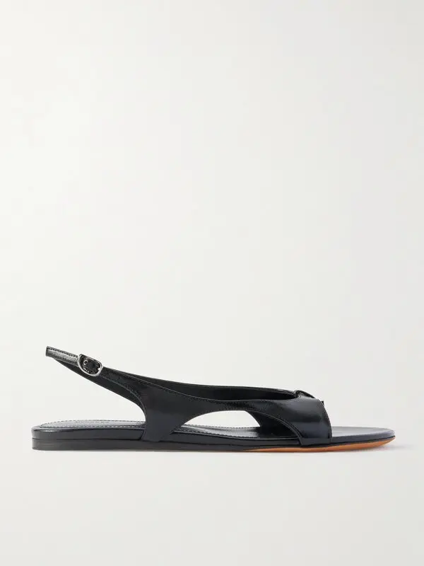 Proenza Schouler Slash Cutout Glossed-leather Slingback Sandals - Black