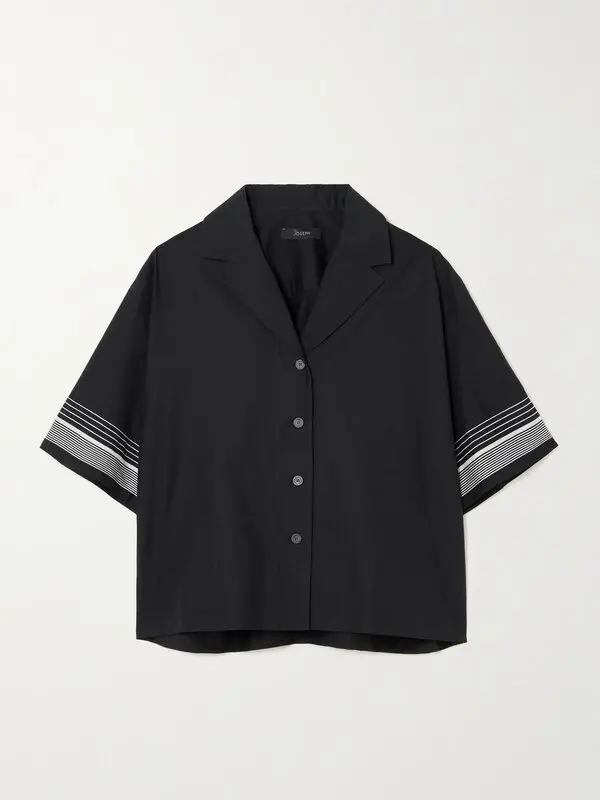 JOSEPH Leopold Embroidered Cotton-blend Blouse