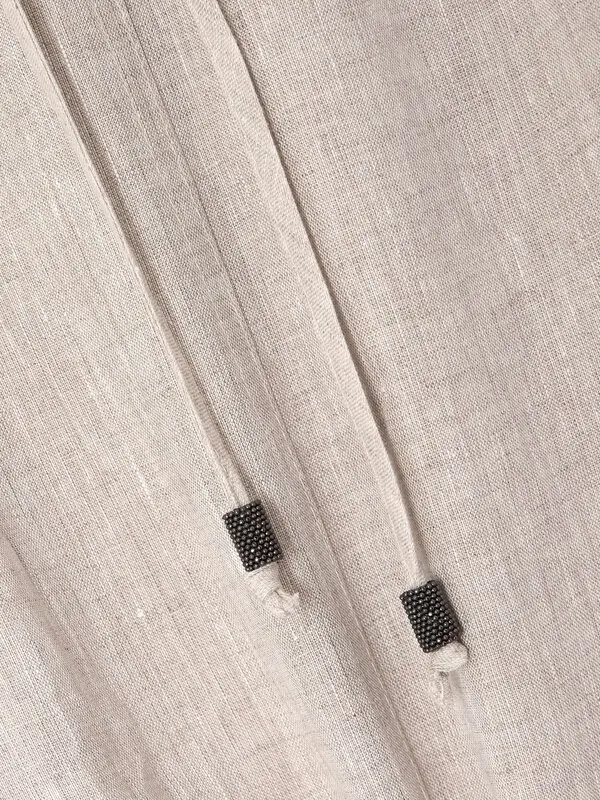 Brunello Cucinelli Bead-embellished Linen Midi Skirt