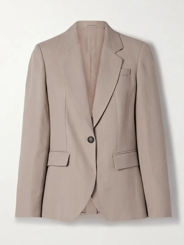 Brunello Cucinelli Single Breasted Twill Blazer - Neutrals