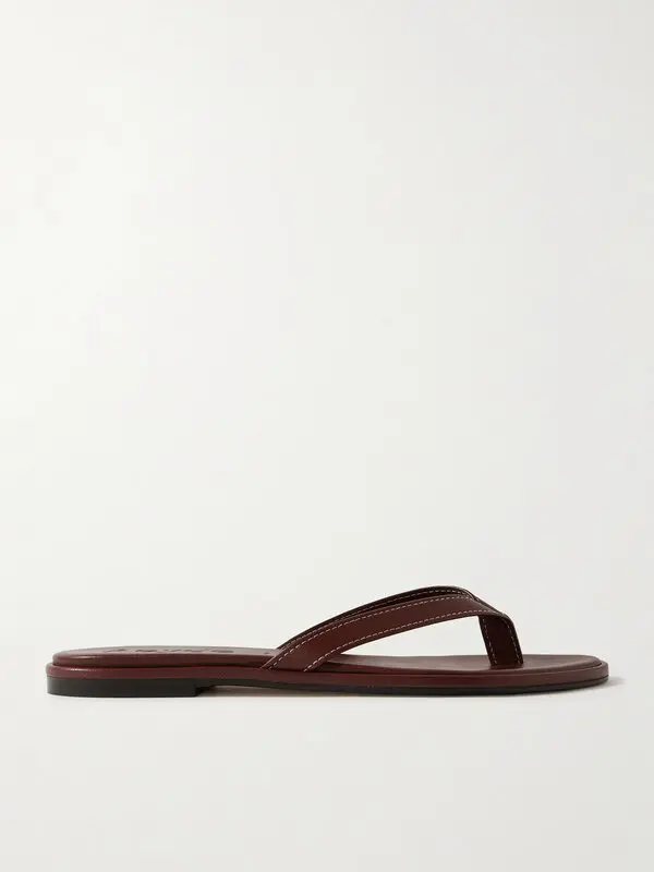 AeydĒ Melody Leather Flip Flops - Burgundy
