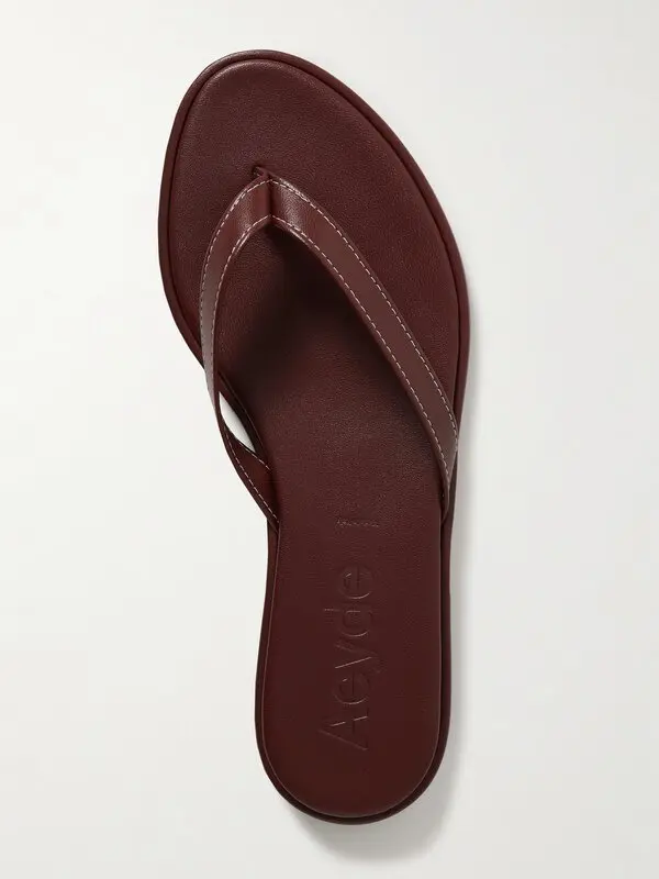 Aeydē Melody Leather Flip Flops - Burgundy - 50% Off | Editorialist