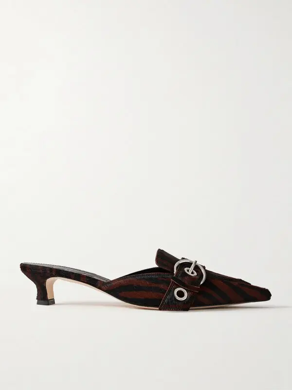 AeydĒ Danielle Zebra-print Pony Hair Mules