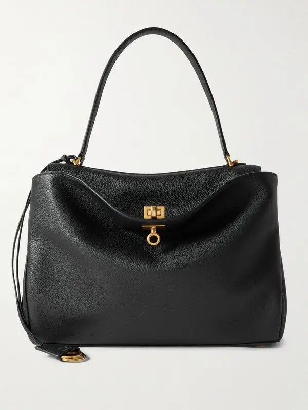 Balenciaga Rodeo Medium Textured-leather Shoulder Bag - Black