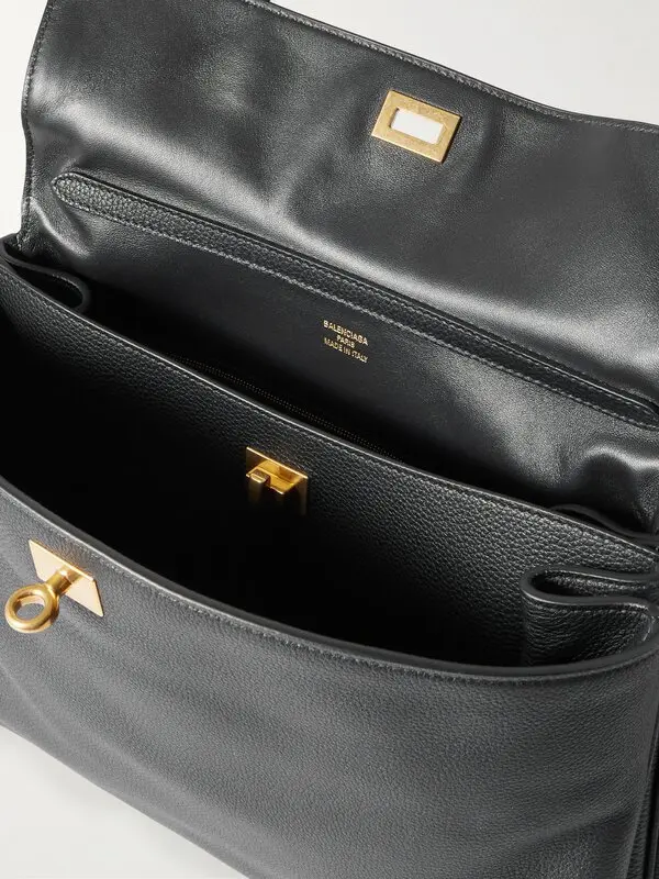 Balenciaga Rodeo Medium Textured-leather Shoulder Bag - Black