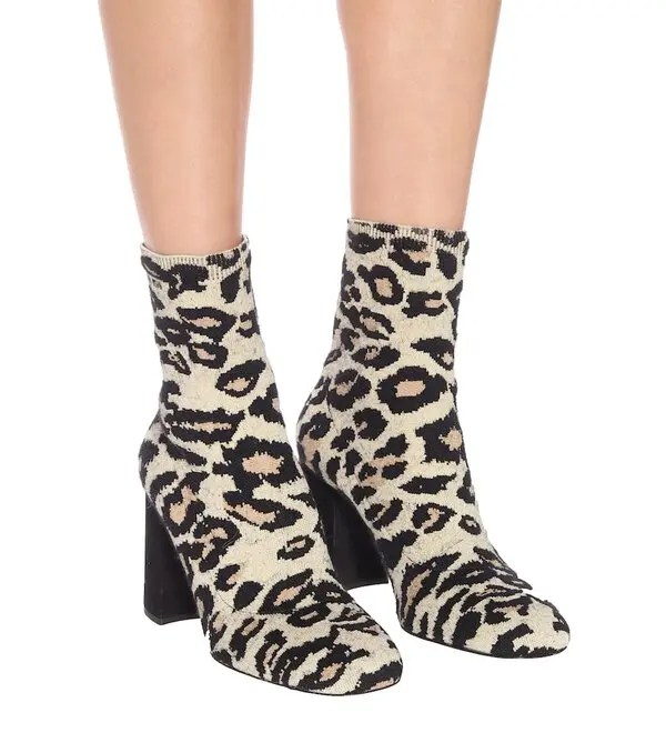Miu Miu Leopard-print Jacquard Ankle Boots